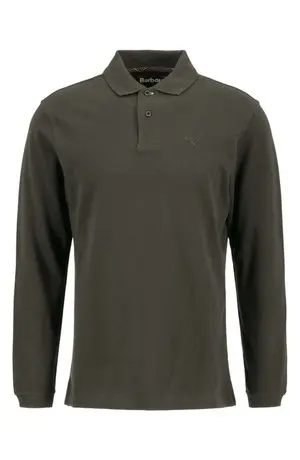 Barbour Essential Long Sleeve Piqu2 Polo - Forest