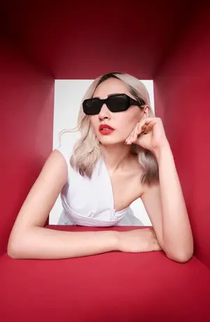 Quay Hyped Up Gem 57mm Square Sunglasses