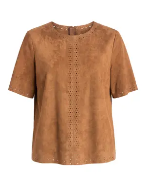 CARTOLINA Chloe Genuine Suede Top - Chestnut