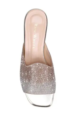 Ron White Bonetta Crystal Leather Slide Sandal - Champagne