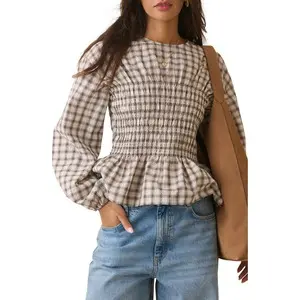 NOBODY'S CHILD Charlize Peplum Top - Cream