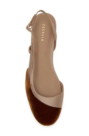 CECILIA NEW YORK Heidi Slingback Half D'orsay Flat - Cafe