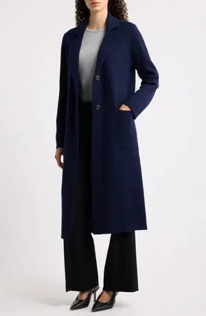 Fleurette Cody Wool & Cashmere Sweater Coat - Navy