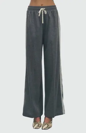 MAUDE CLUB Jackson Wide Leg Pants With Lace Trim