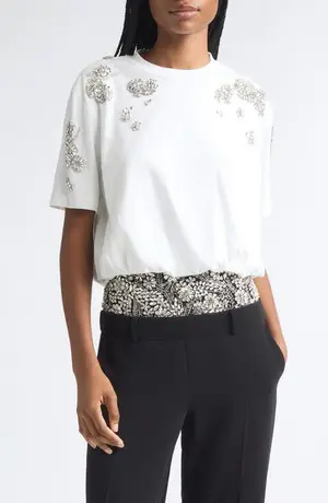 Cinq À Sept Davini Crystal Ivy Bubble Hem Top