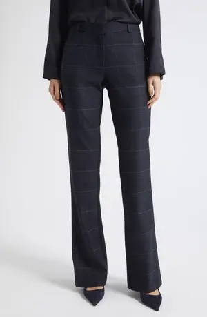 Marella Galante Plaid Wool Blend Straight Leg Pants