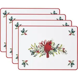 LENOX Winter Greetings Cardinal Cork Placemats, Set Of 4 - Multicolor