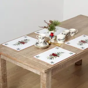 LENOX Winter Greetings Cardinal Cork Placemats, Set Of 4