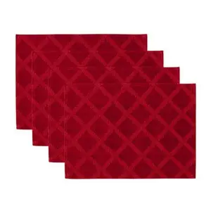 LENOX Laurel Leaf Reversible Placemats, Set Of 4 - Red