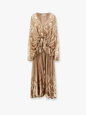 Zimmermann Momentum Burnout Bubble Gown Silk Dress - Brown