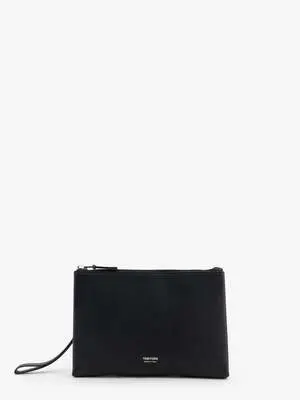 TOM FORD Grainde Leather Pochette - Black