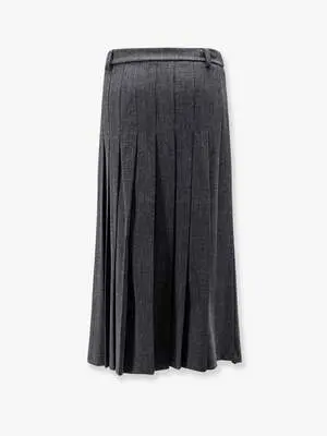 ACTUALEE Pleated Melange Midi Skirt