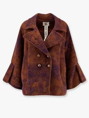 BYE FIRENZE Wool Blend Coat With Floral Embroidery