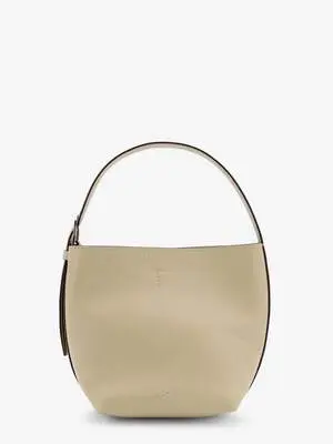 TOTEME Petite Belted Leather Handbag With Logo Lettering Print