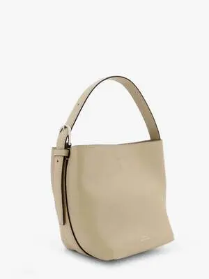 TOTEME Petite Belted Leather Handbag With Logo Lettering Print