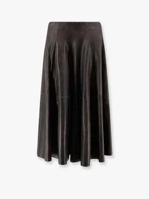 ALYSI Leather Midi Skirt