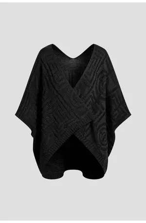 Natori Luxe Infinity Jqd Knit Luxe Jacquard Ruana - Black