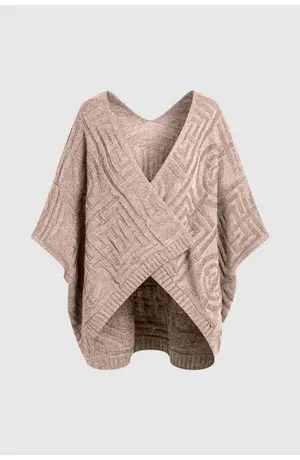 Natori Luxe Infinity Jqd Knit Luxe Jacquard Ruana - Natural