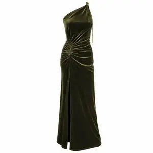 ME & THEE Sofia Olive Velvet Maxi Dress - Green