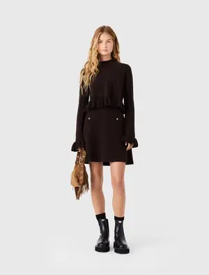 Maje Knit Dress With Removable Sweater - Dark Brown
