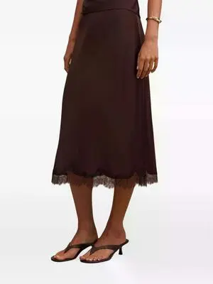 EVER NEW Enola Lace-trim Satin-finish Midi Skirt