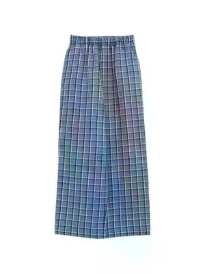 BASERANGE Claude Plaid Wide-leg Trousers - Blue