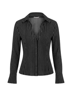 Alice + Olivia Freya Pinstripe Button-down Blouse - Black