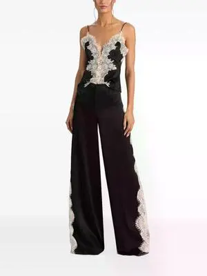 Alice + Olivia Olivia Lace-panelled Wide-leg Trousers - Black
