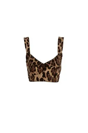 Dolce & Gabbana Leopard Bustier Top - Brown