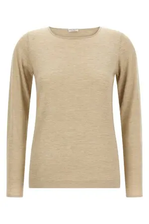 Brunello Cucinelli Scollo A Barchetta In Lurex' Sweater - Beige