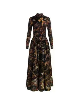 Alice + Olivia Chara Forest-print High-neck Maxi Dress