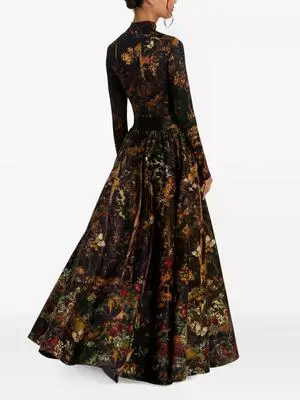 Alice + Olivia Chara Forest-print High-neck Maxi Dress
