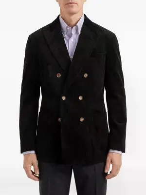 Brunello Cucinelli Double-breasted Corduroy Blazer - Black