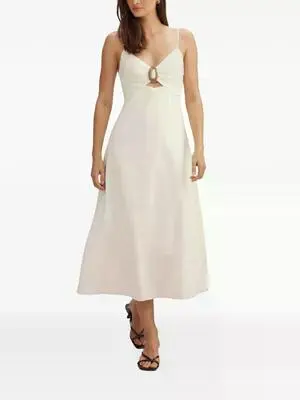 EVER NEW Alice Gathered Hardware-detail Midi Dress - Neutrals