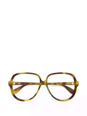Chloé Salomé Tortoiseshell-effect Geometric-frame Glasses - Brown