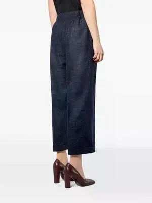 Liviana Conti Elasticated-waistband Pressed-crease Trousers - Blue
