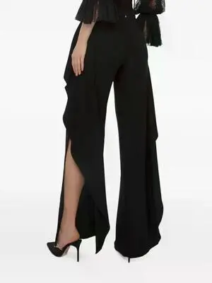 GEMY MAALOUF Ruffled Crepe-texture Trousers