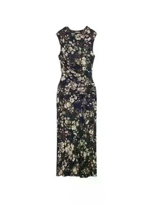 Simkhai Acacia Floral-print Draped Maxi Dress - Black