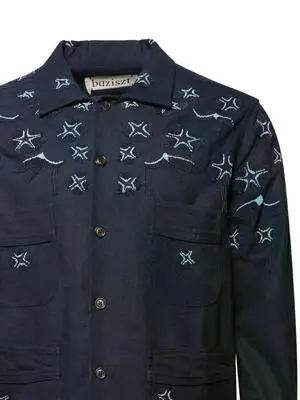 BAZISZT Sesame Star-embroidered Shirt - Blue