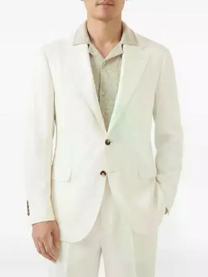 Brunello Cucinelli Notched-lapel Silk Blazer - White