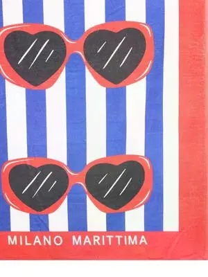 Moschino Heart-print Striped Beach Towel