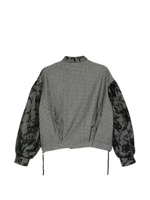 QUETSCHE Houndstooth-pattern Floral-print Jacket