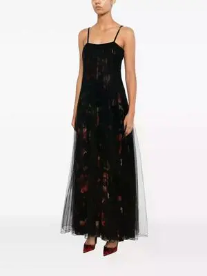 QUETSCHE Floral-print Tulle-overlay Dress