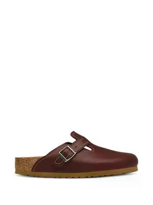 BIRKENSTOCK Boston Workwear Leather Buckle-strap Mules - Brown