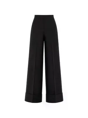 GEMY MAALOUF Pressed-crease Turned-up-cuff Trousers - Black