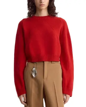 FFORME Marcela Wool & Cashmere Cropped Crewneck Sweater - Red