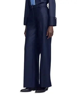 Sandro Ellington Wool Rhinestone Straight Leg Pants