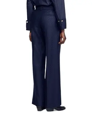 Sandro Ellington Wool Rhinestone Straight Leg Pants