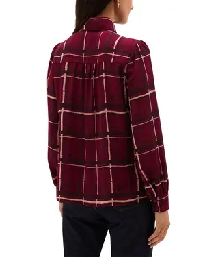 HOBBS LONDON Aisha Plaid Tie Neck Blouse