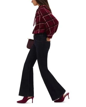 HOBBS LONDON Aisha Plaid Tie Neck Blouse